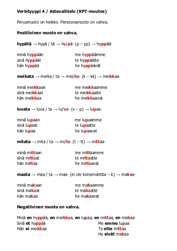 VERBITYYPPI 4 ( vokaali + -ta / -tä ) pela-ta, herä-tä, siivo-ta, melu-ta, äly-tä